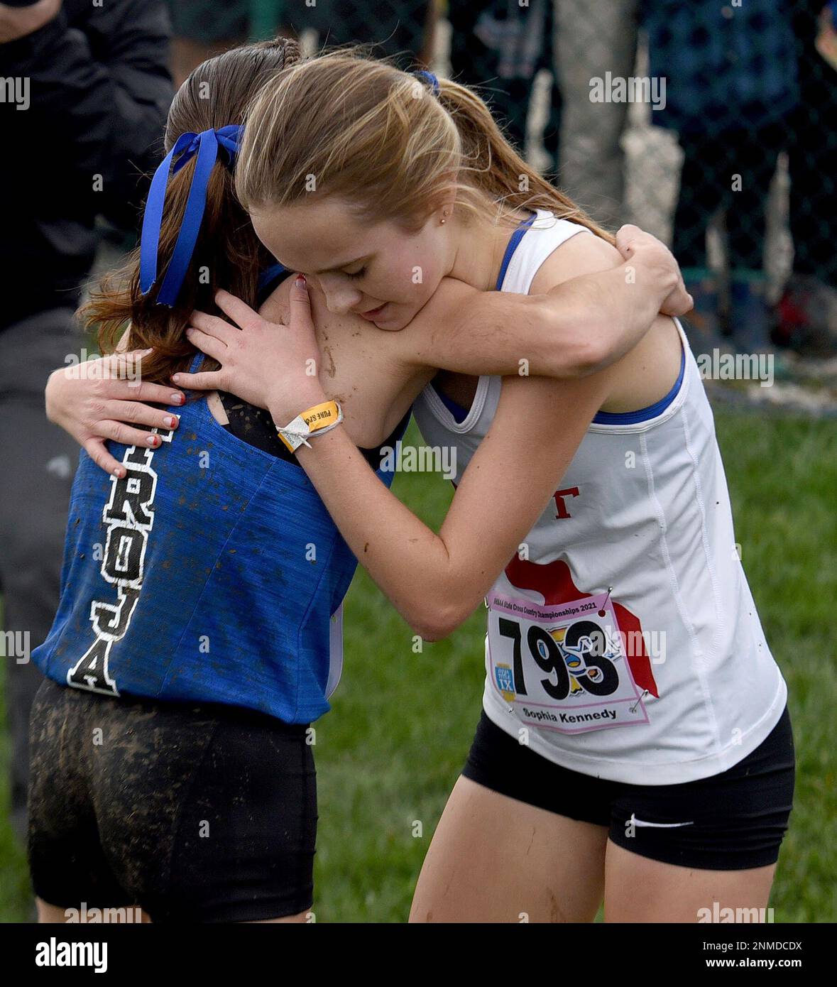 Indianapolis Bishop Chatard's Lily Cridge, left, hugs Park Tudor's ...