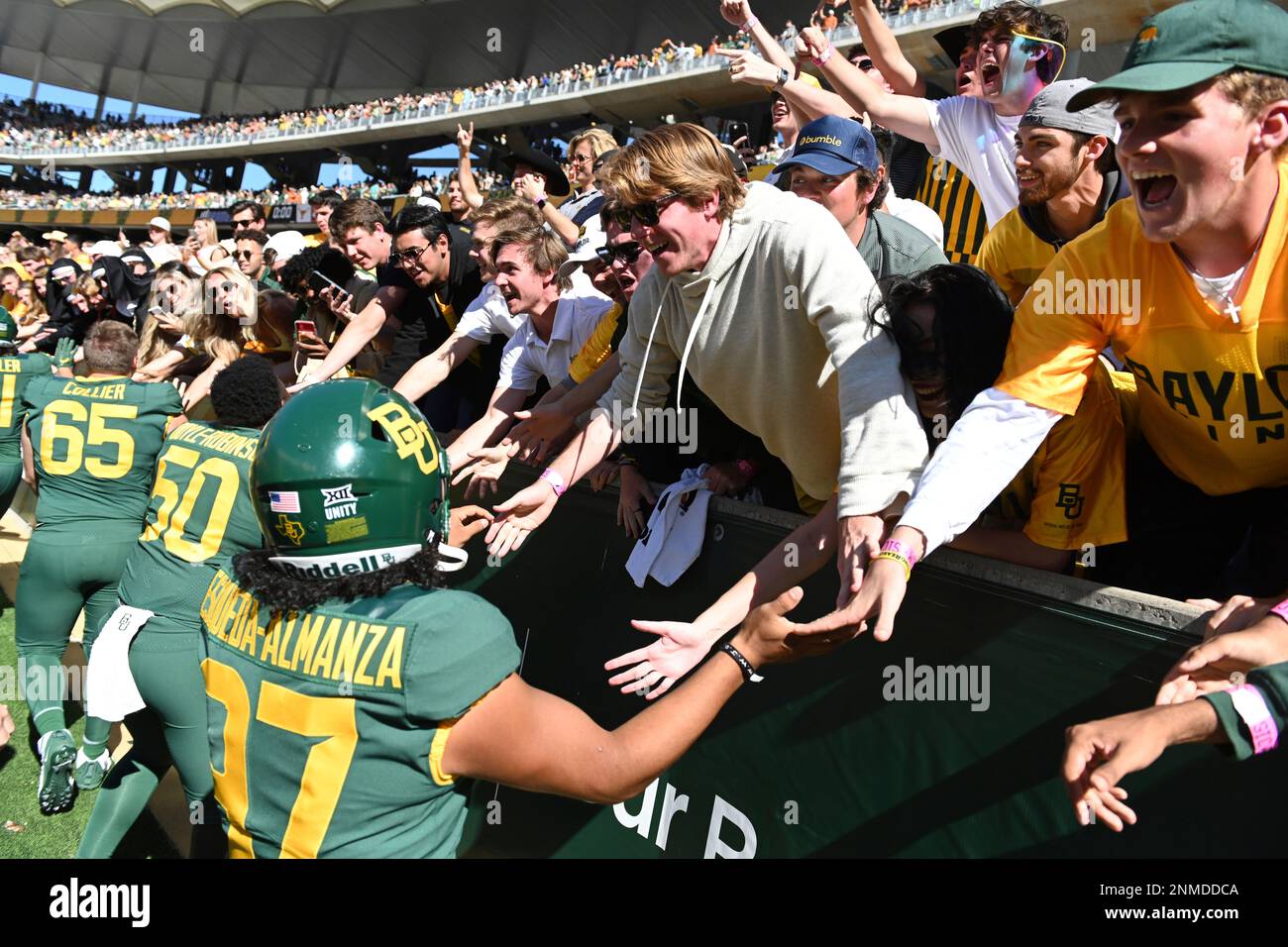 WACO, TX - OCTOBER 30: Baylor Bears players greet their fans after ...