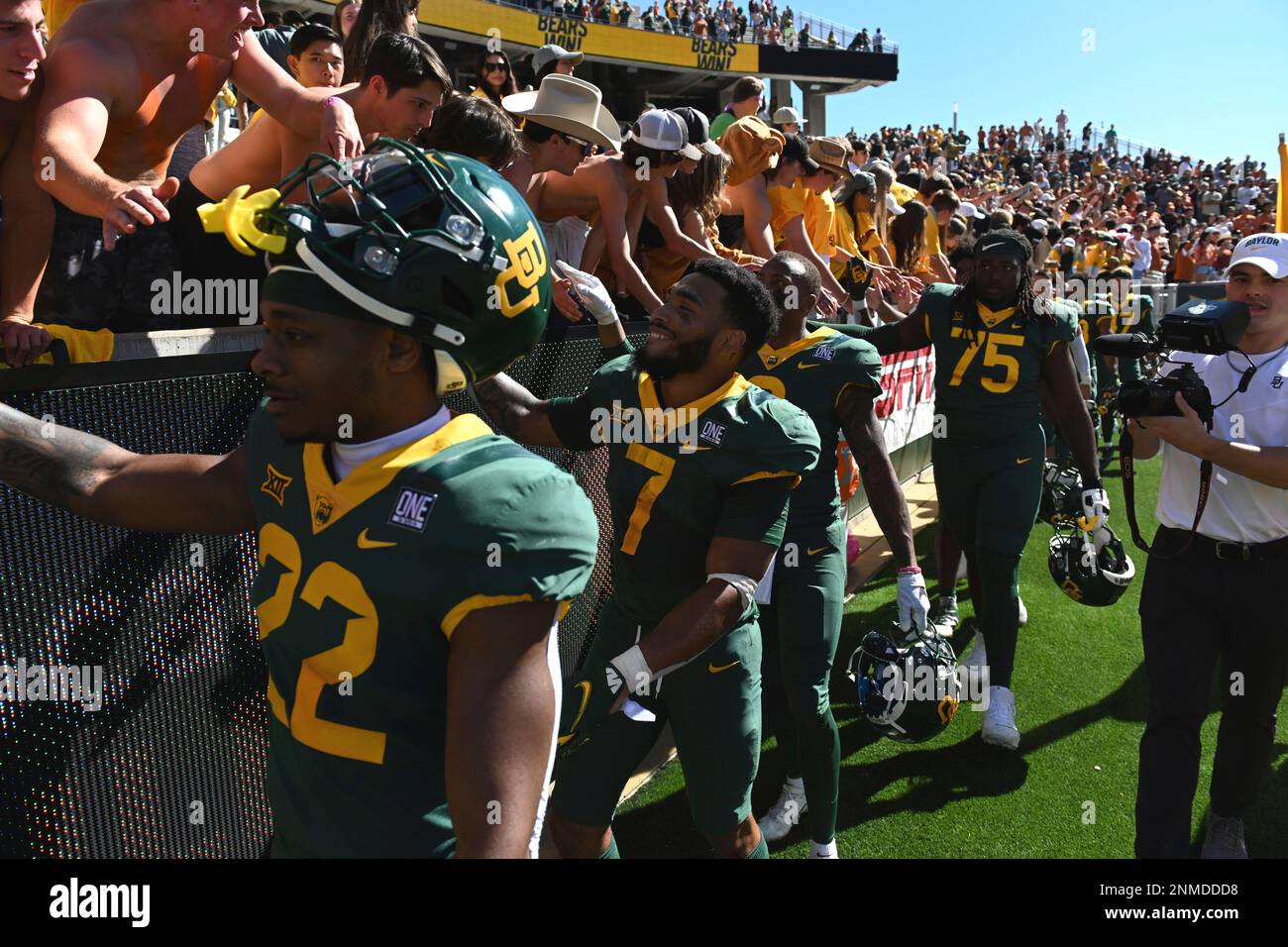 WACO, TX - OCTOBER 30: Baylor Bears players greet their fans after ...