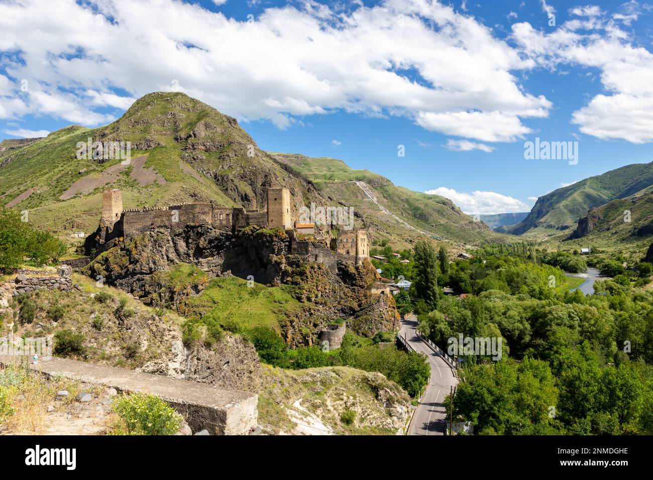 Khertvisi Fortress, Georgia, summer landscape of medieval castle on the ...