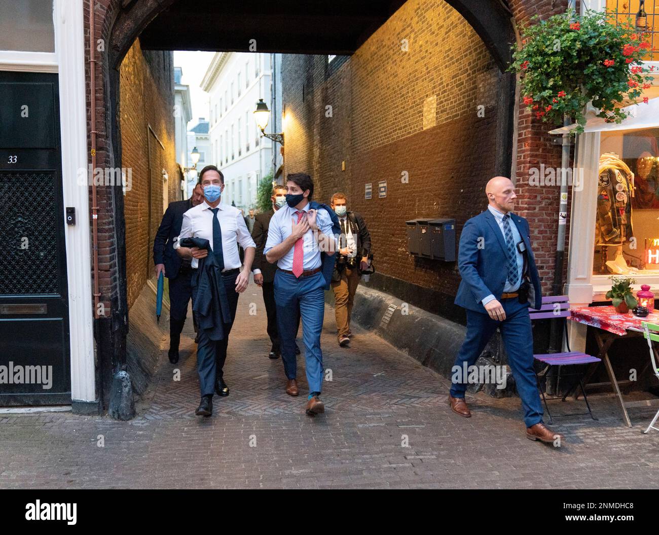 Canada's Prime Minister Justin Trudeau, center, and Dutch caretaker ...
