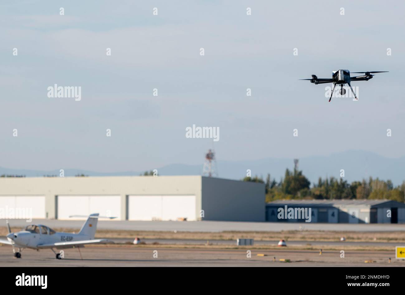 A Police drone during the combined operation between drones and ...