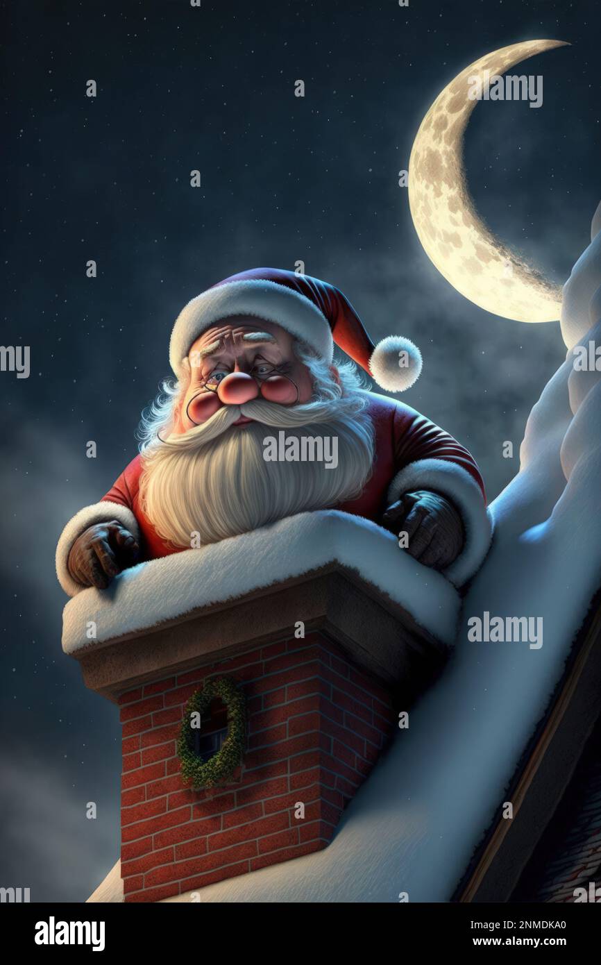 Rooftop chimney santa hi-res stock photography and images - Alamy