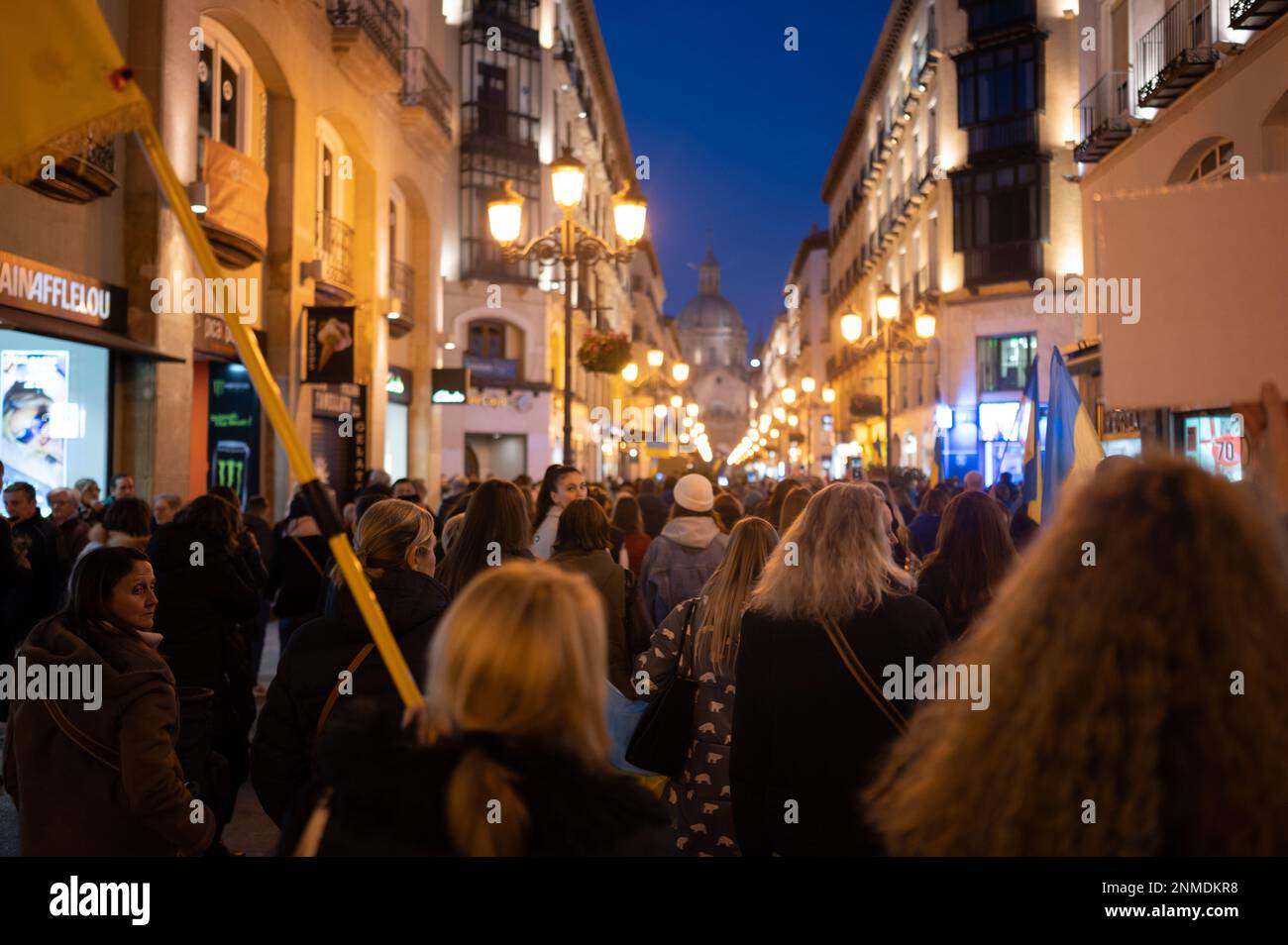 Hundreds of people, including Ukrainian refugees, protest during the ... Hundreds of people, including Ukrainian refugees, protest during the ...