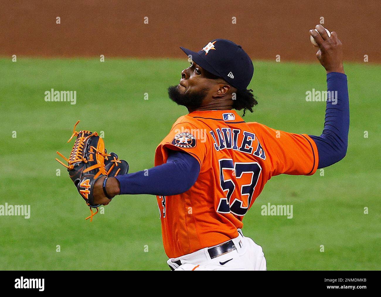 Houston Astros relief pitcher Cristian Javier works to Atlanta Braves ...