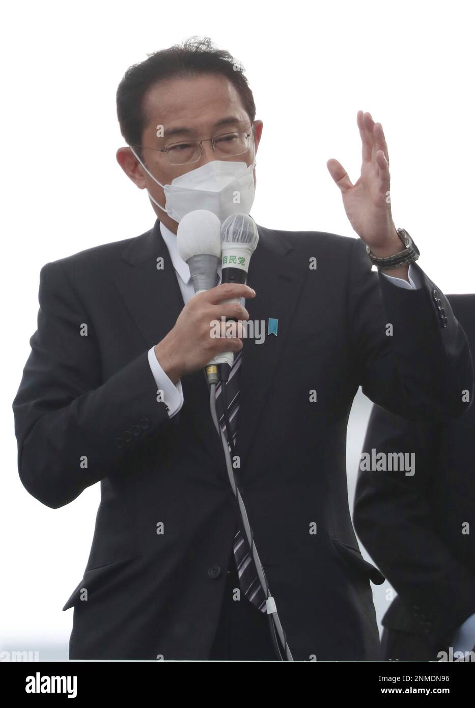 Japanese Prime Minister Fumio Kishida delivers his speech to voters in ...