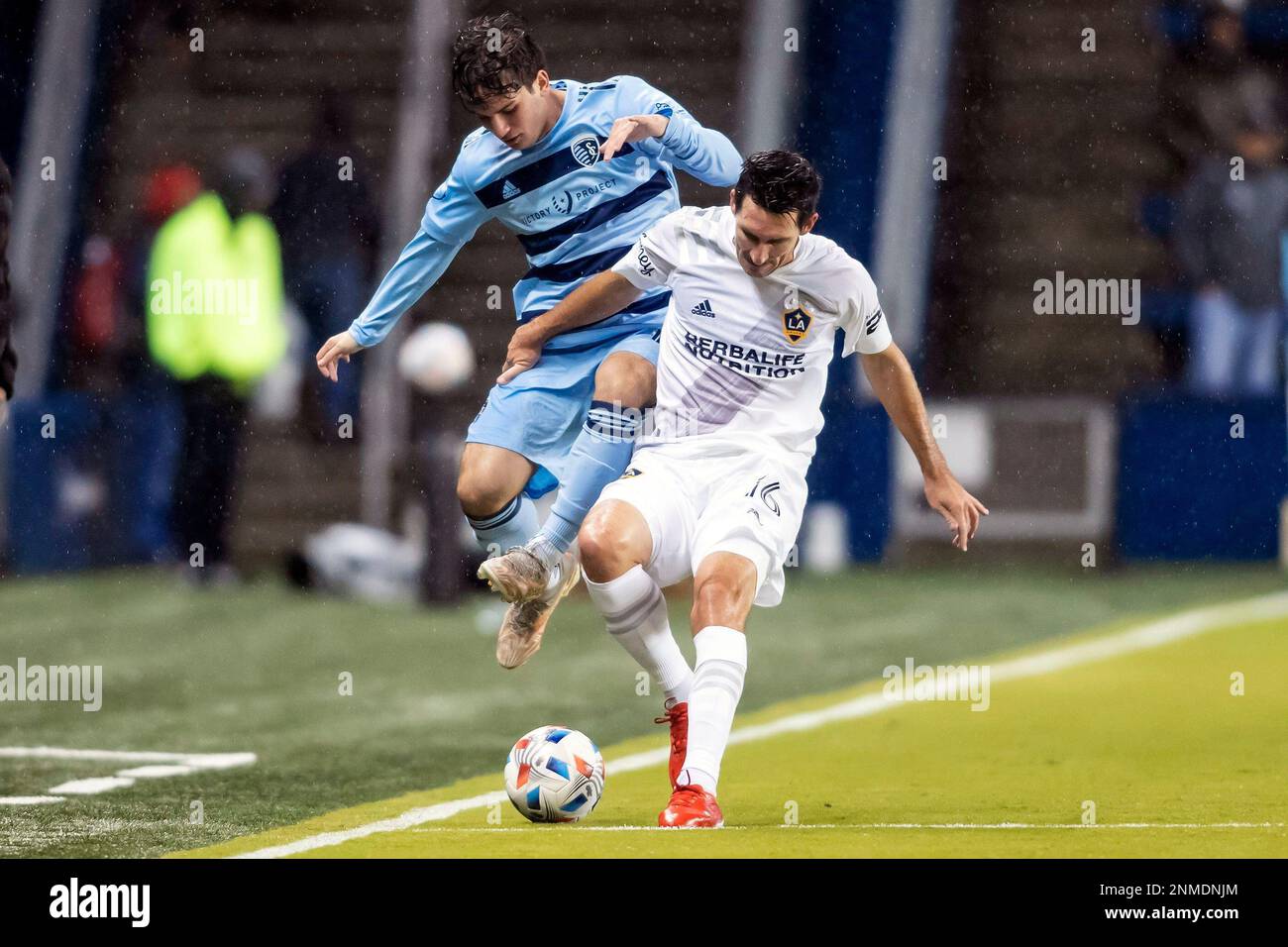 Sporting Kansas City forward Grayson Barber (19) attempts to bypass LA ...