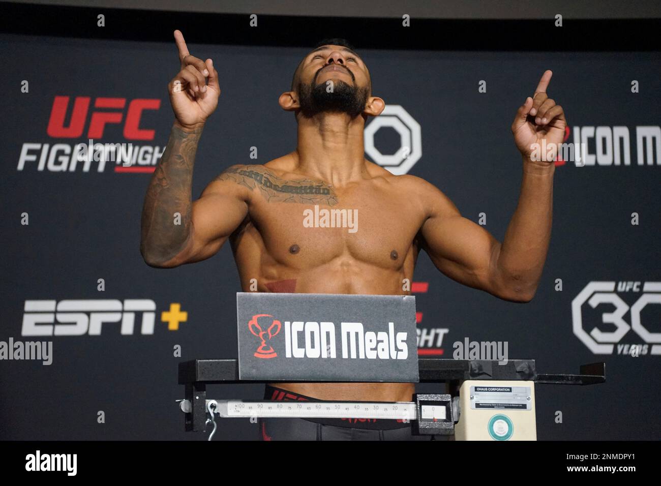 LAS VEGAS, NV - FEBRUARY 24: Rafael Alves weighs in ahead of their UFC ...