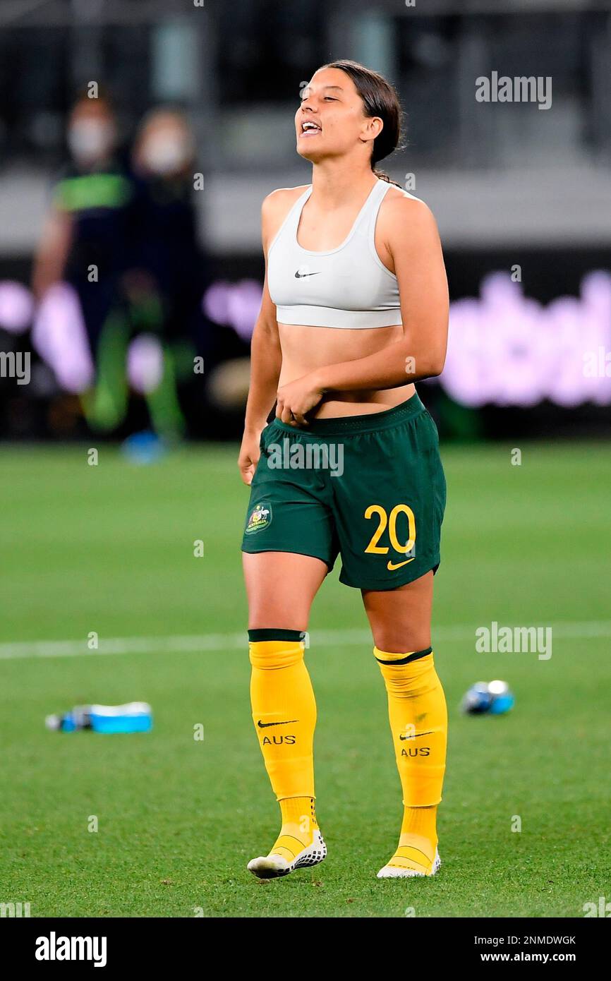 SYDNEY, AUSTRALIA - OCTOBER 26: Sam Kerr of Australia looks for a ...