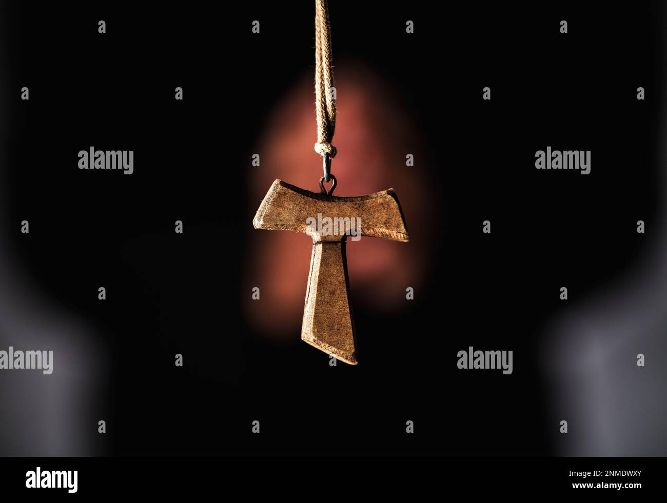 Wooden crucifix and hands for mercy Stock Photo - Alamy