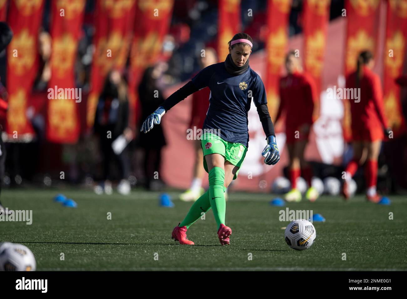 OTTAWA, ON - OCTOBER 23: Stephanie Labbe of Team Canada warms up before ...