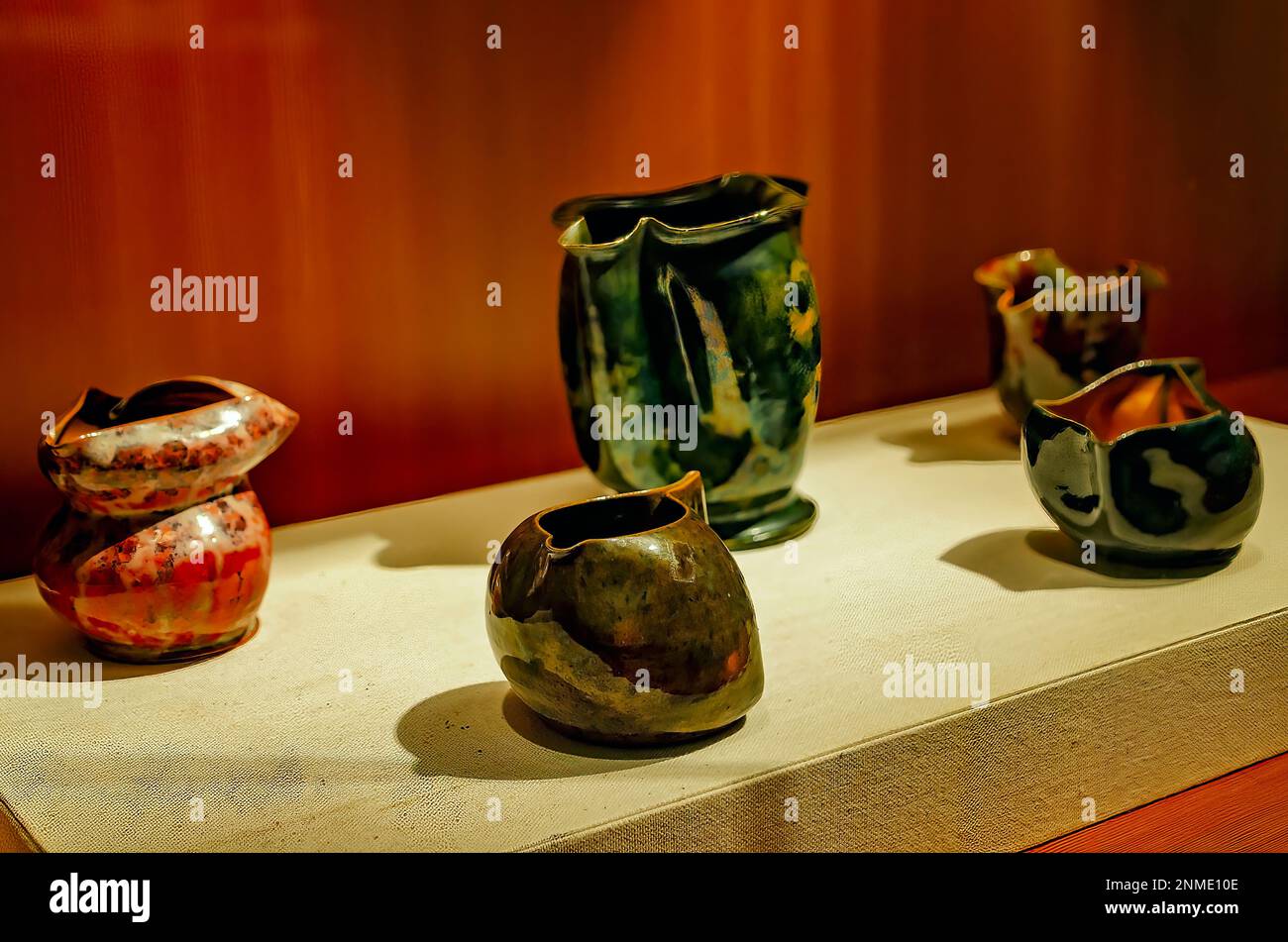 The pottery of Mississippi master potter George Ohr is displayed at Ohr ...