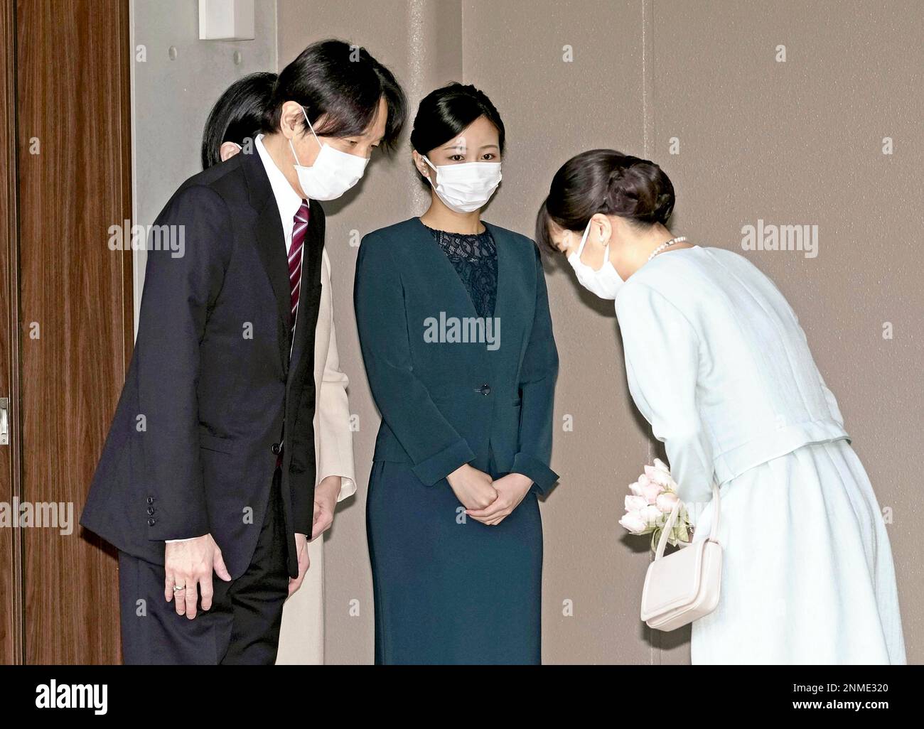 Princess Mako of Akishino bows to her father Prince of Akishiono ...