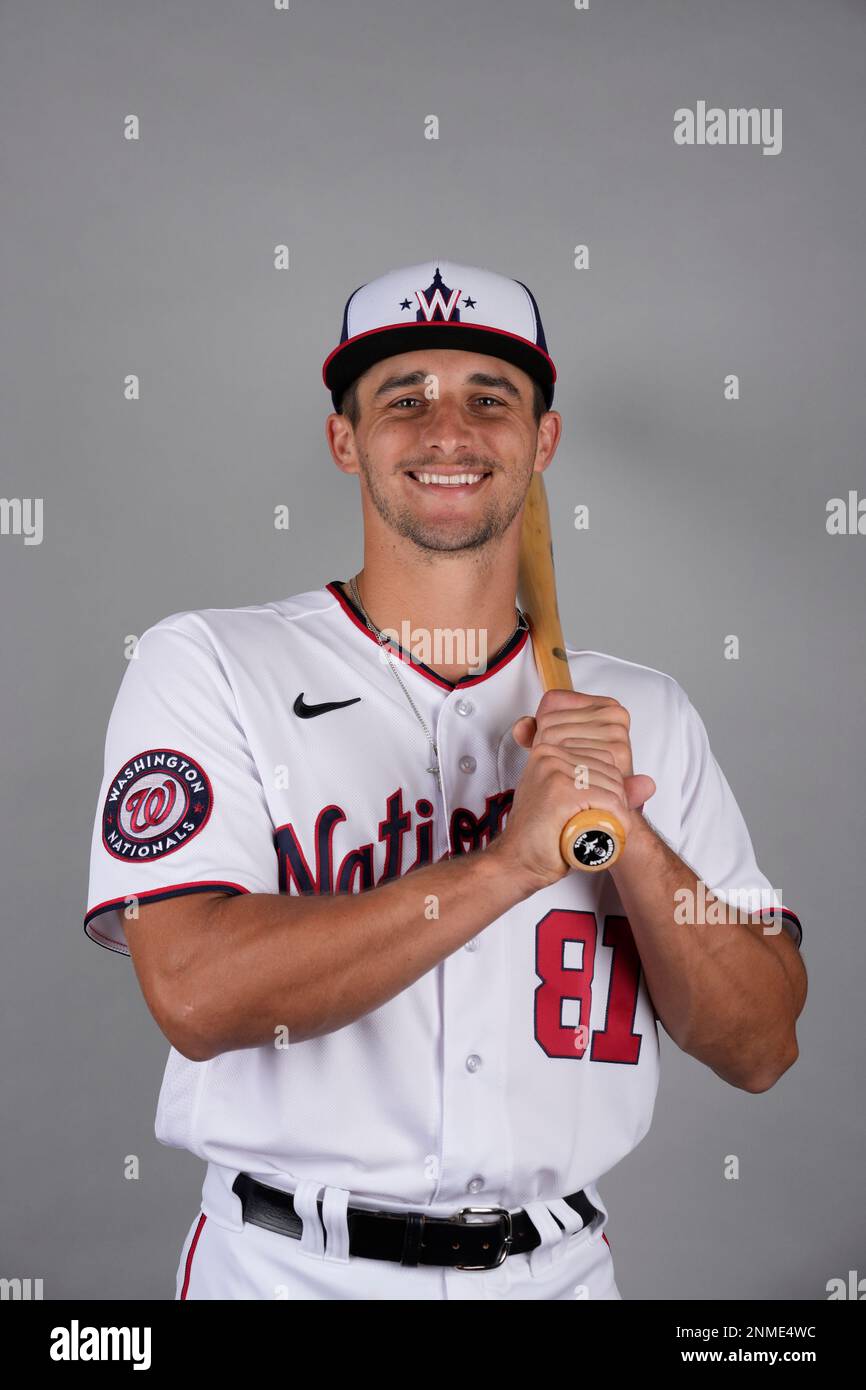 This is a 2023 photo of Drew Millas of the Washington Nationals ...