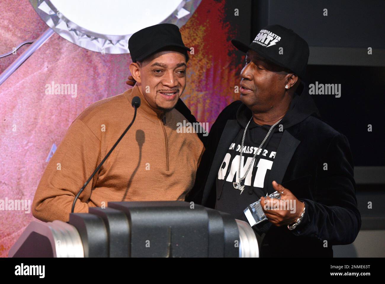 DJ Red Alert and Grandmaster Flash attend the Empire State Building ...