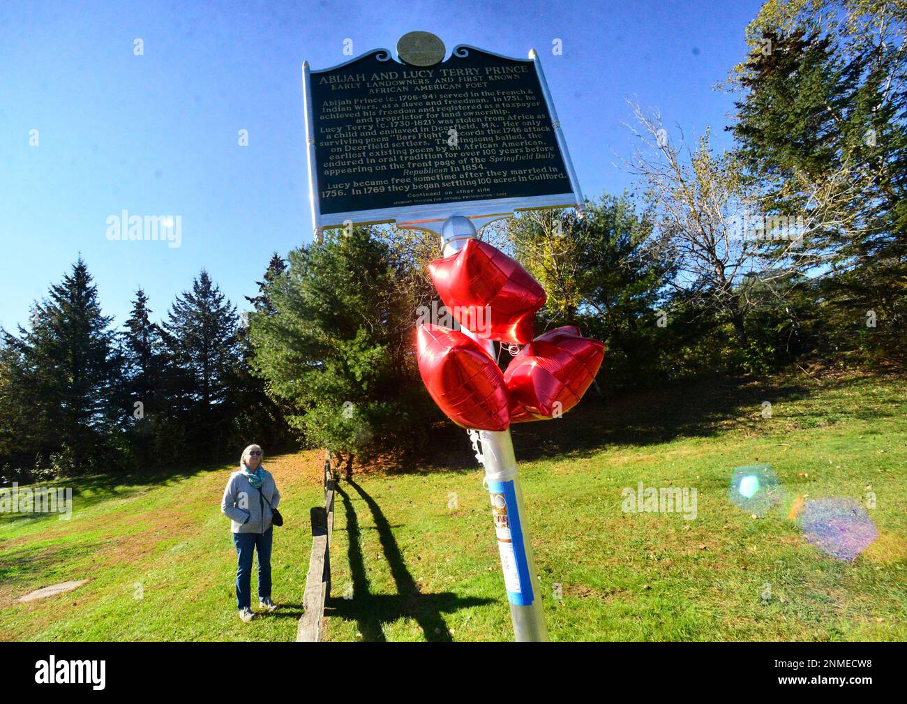 People look at the new historic site marker that honors Lucy Terry ...