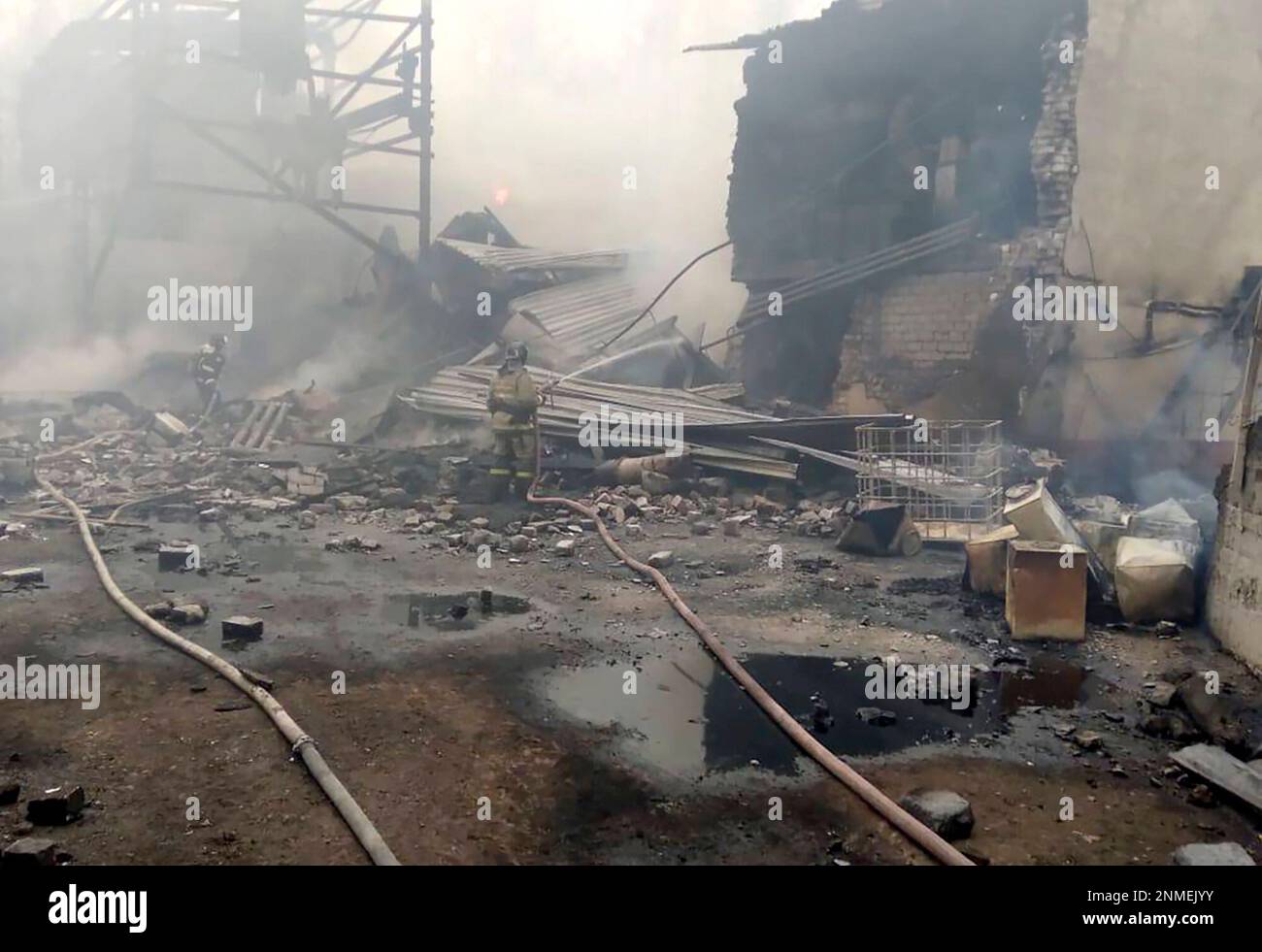 In this photo released by Russian Emergency Ministry Press Service ...