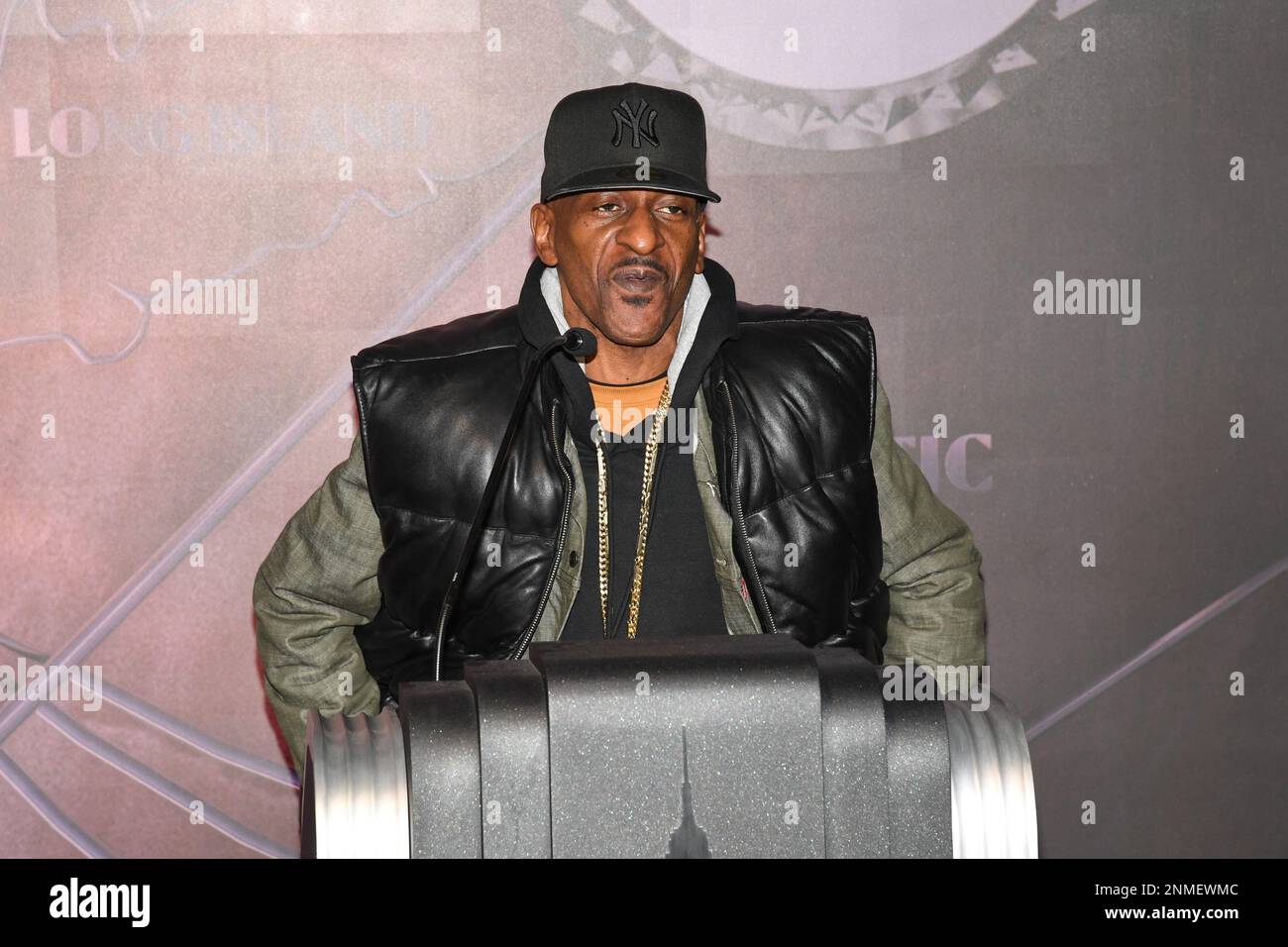 New York, USA. 24th Feb, 2023. Rakim visits the Empire State Building ...