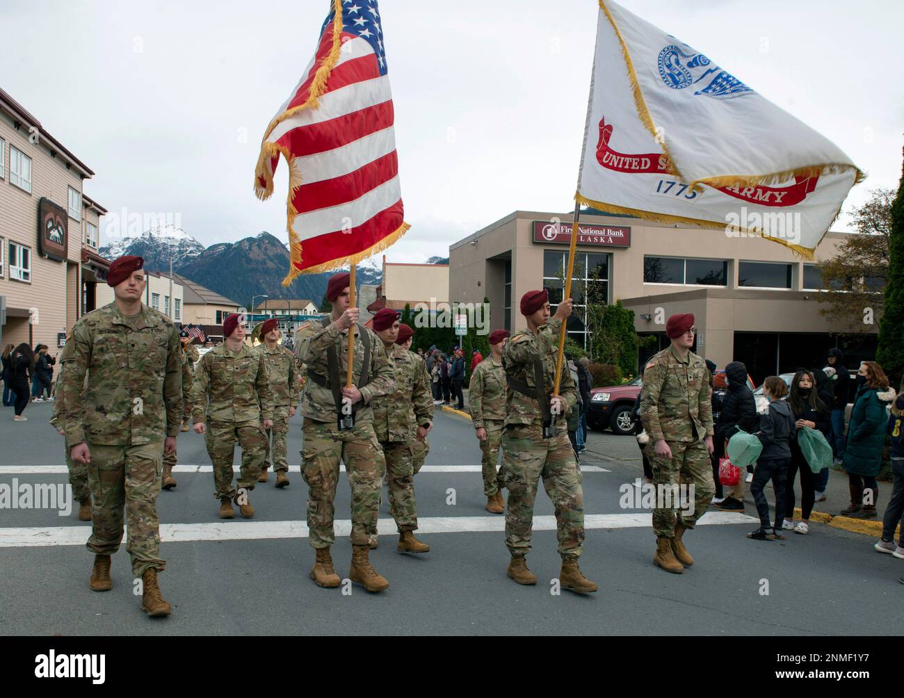 An Army color guard from Fort Richardson marches in the Alaska Day ...