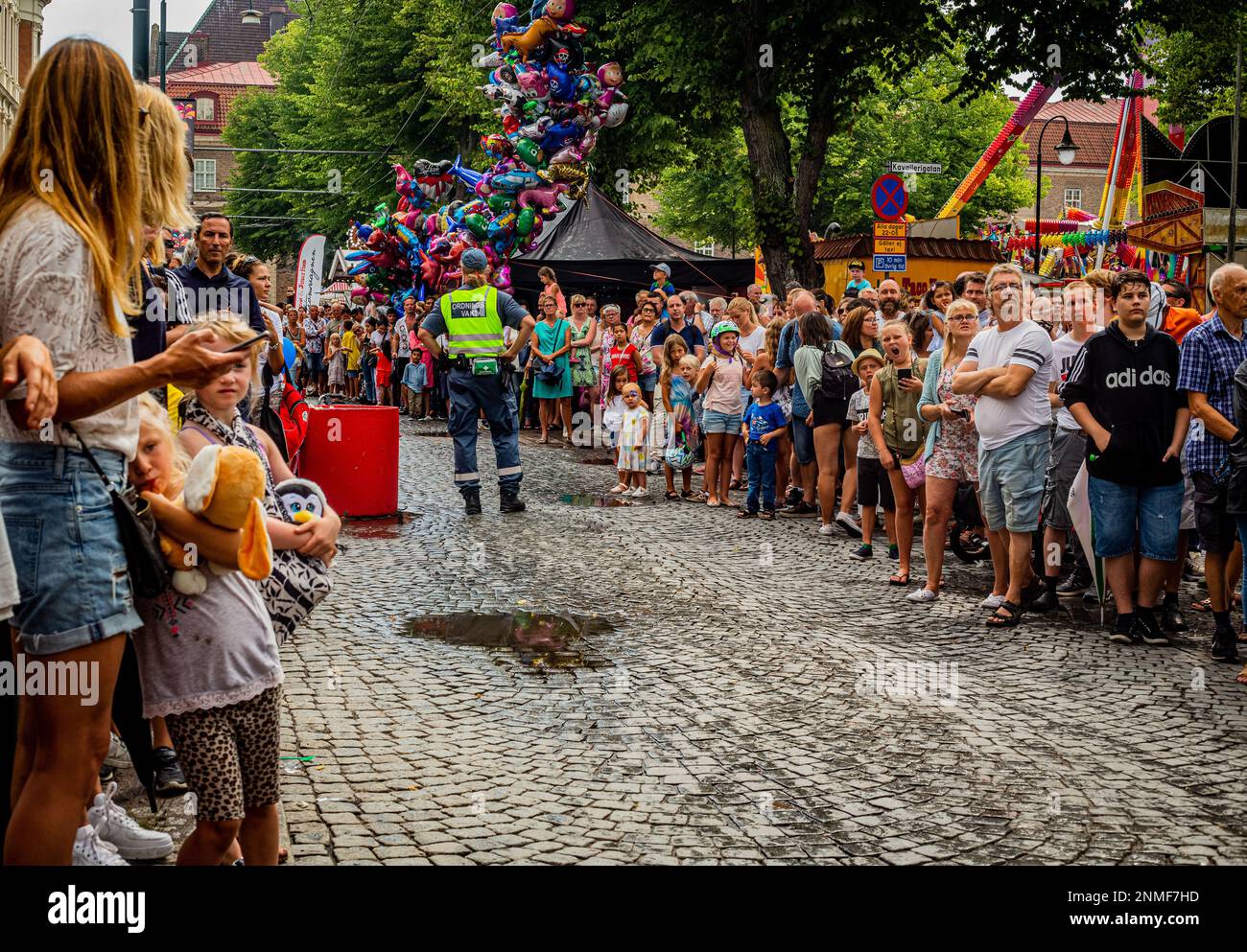 LANDSKRONA, SWEDEN – JULY 28, 2018: Local town carnival where people ...