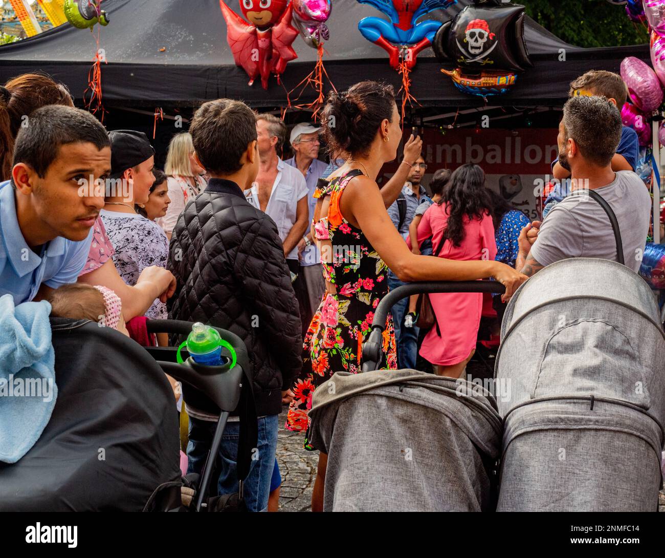 LANDSKRONA, SWEDEN – JULY 28, 2018: Local town carnival where people ...