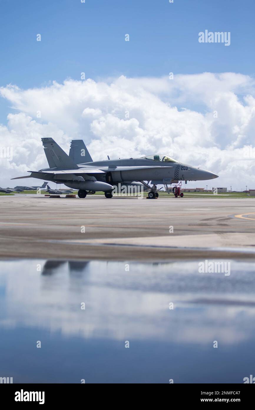 A U.S. Marine Corps F/A-18C Hornet aircraft with Marine Fighter Attack ...
