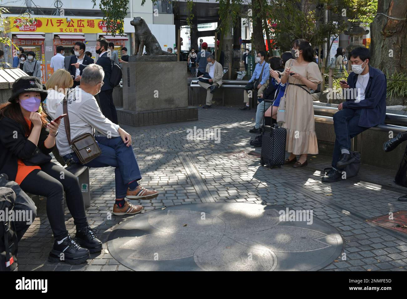 A picture shows a statue of Chuken Hachiko (Hachi the loyal dog) near ...