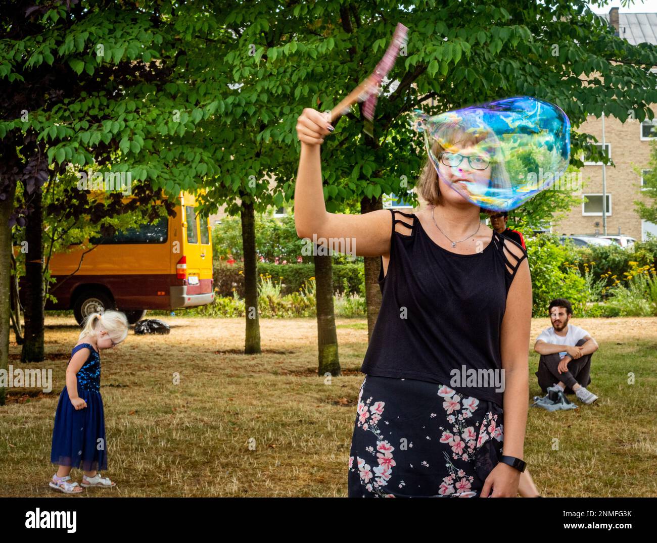 LANDSKRONA, SWEDEN – JULY 28, 2018: Local town carnival where people ...