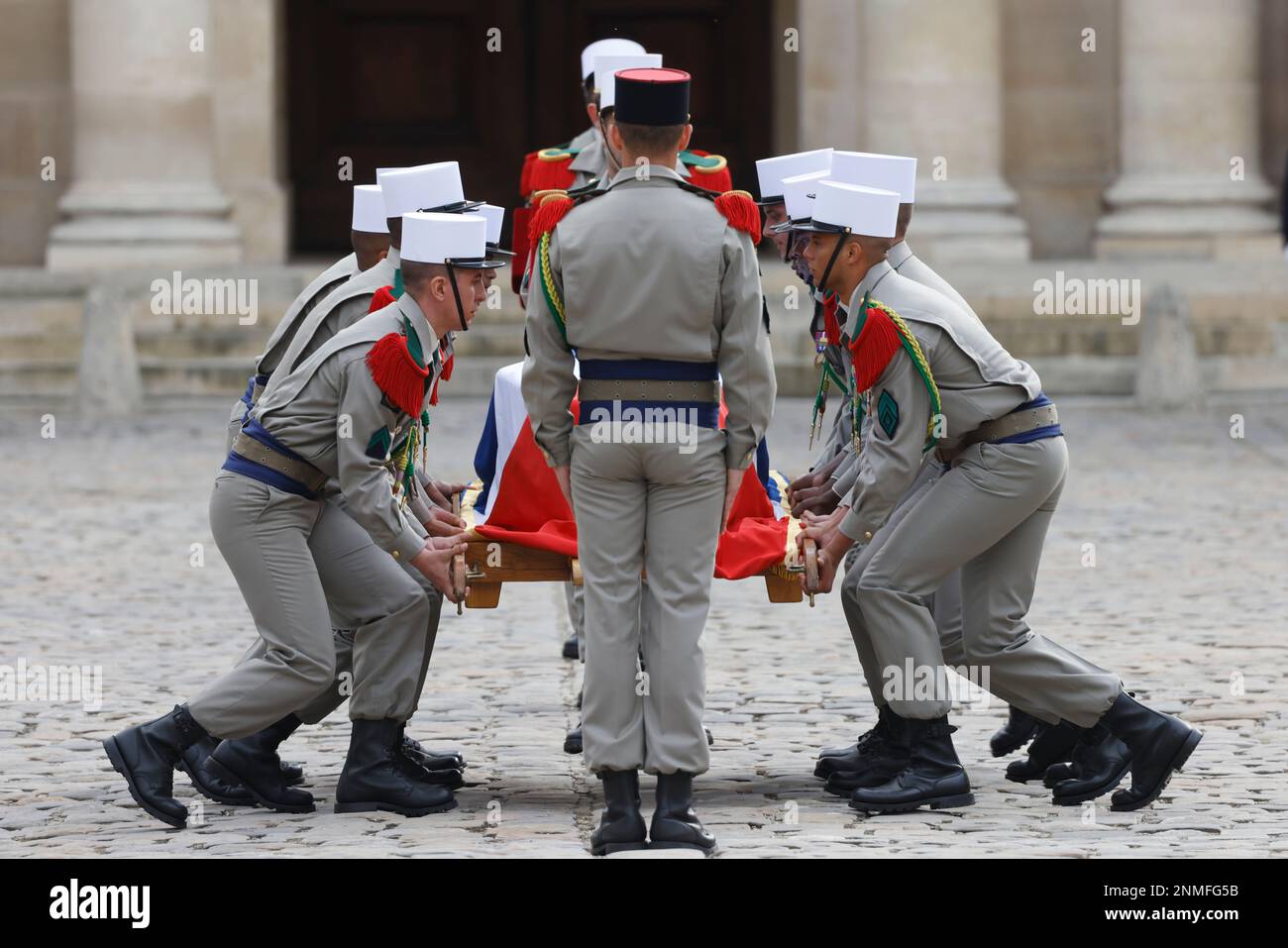 French Legionnaires carry the coffin of Hubert Germain during a ...