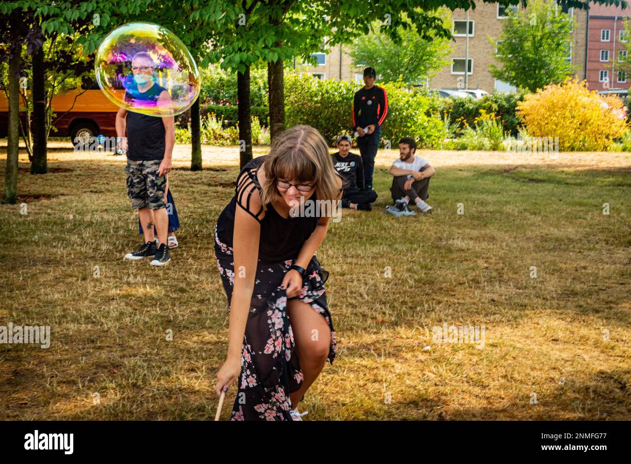 LANDSKRONA, SWEDEN – JULY 28, 2018: Local town carnival where people ...