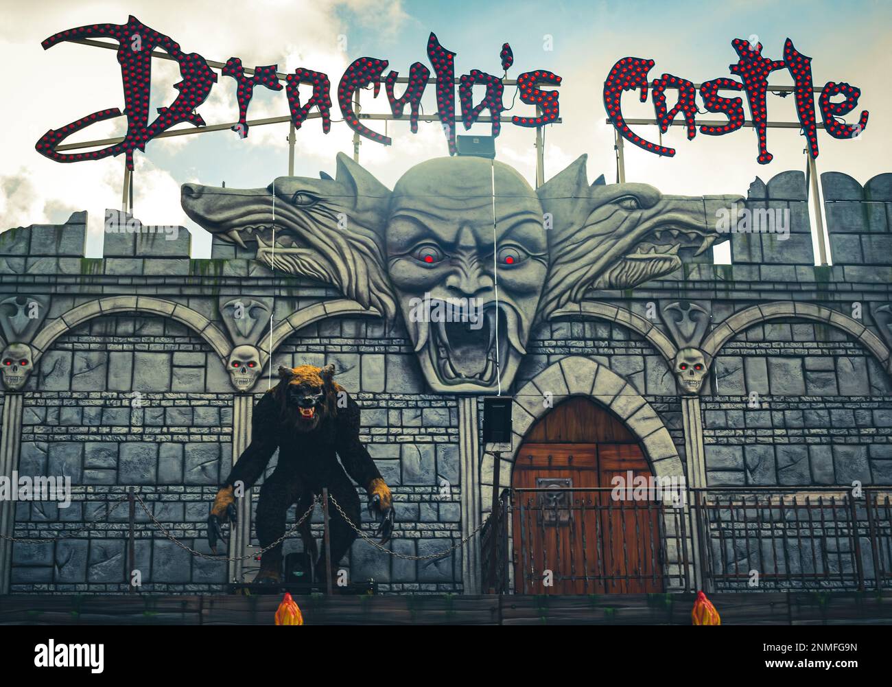 Draculas Castle at amusement park Stock Photo - Alamy