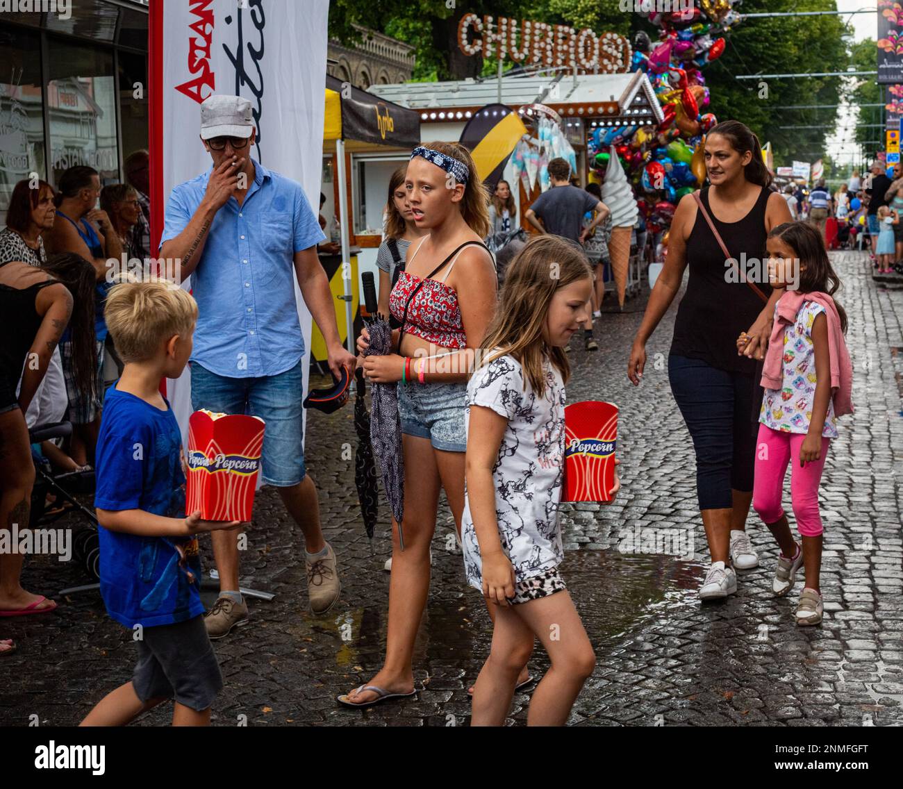 LANDSKRONA, SWEDEN – JULY 28, 2018: Local town carnival where people ...