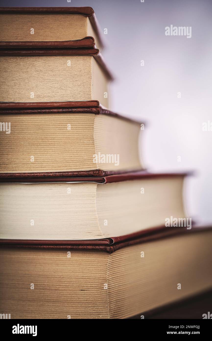 Stack of old books on pile Stock Photo - Alamy