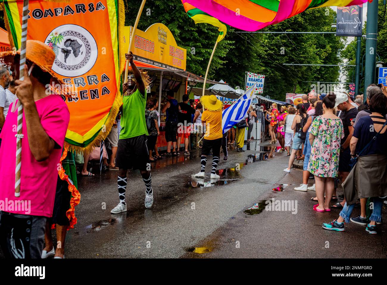 LANDSKRONA, SWEDEN – JULY 28, 2018: Local town carnival where people ...