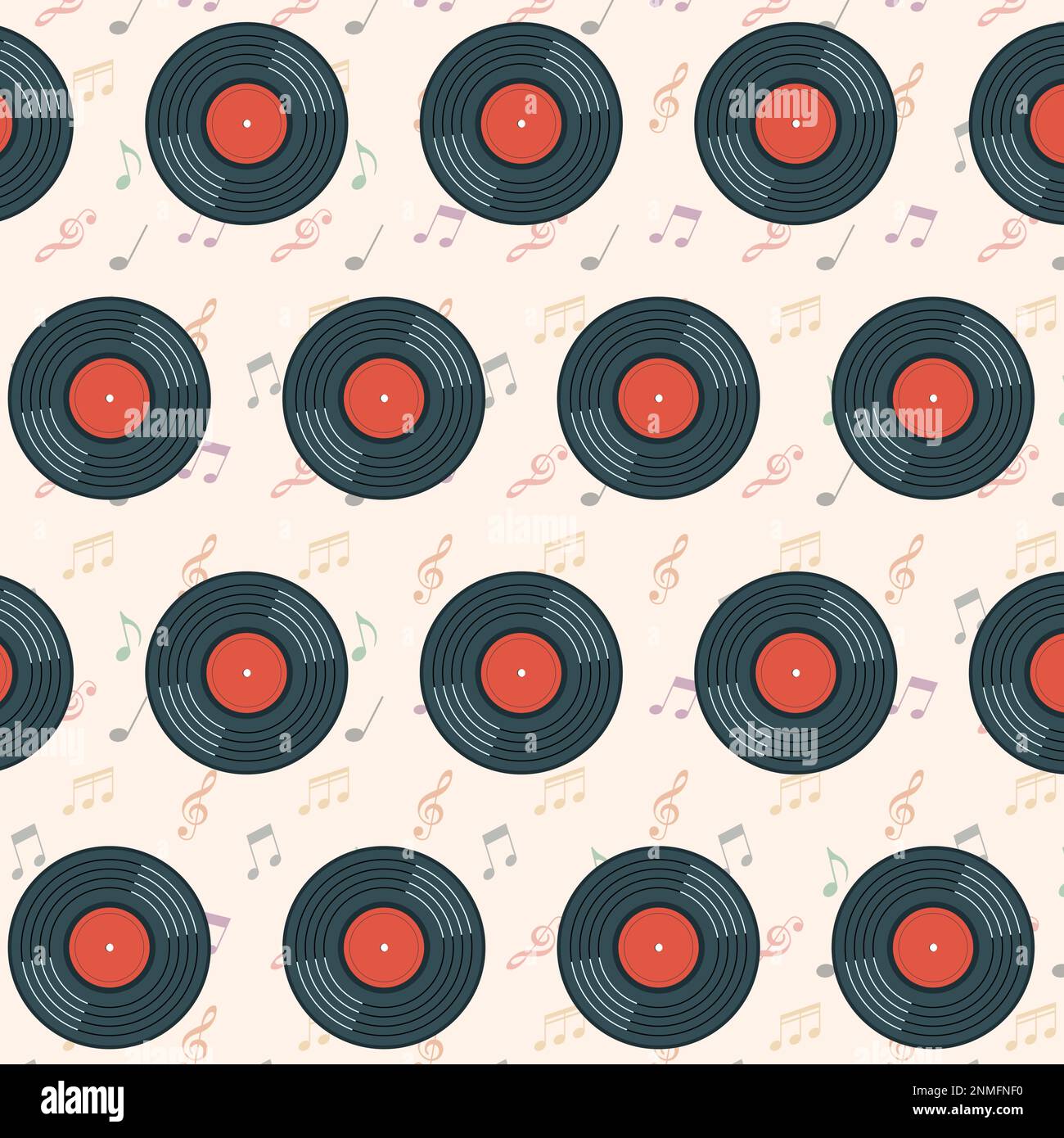 Pattern With Vinyl Record And Musical Notes. Music Background Design ...