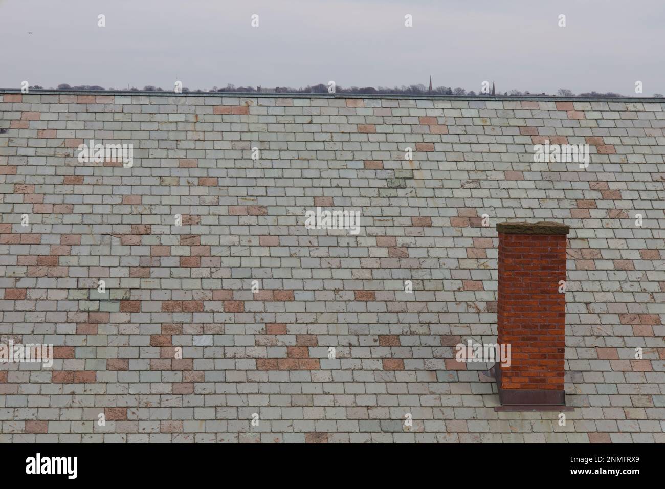 Slate roof of old building at Fort Adams State Park in Newport, Rhode ...