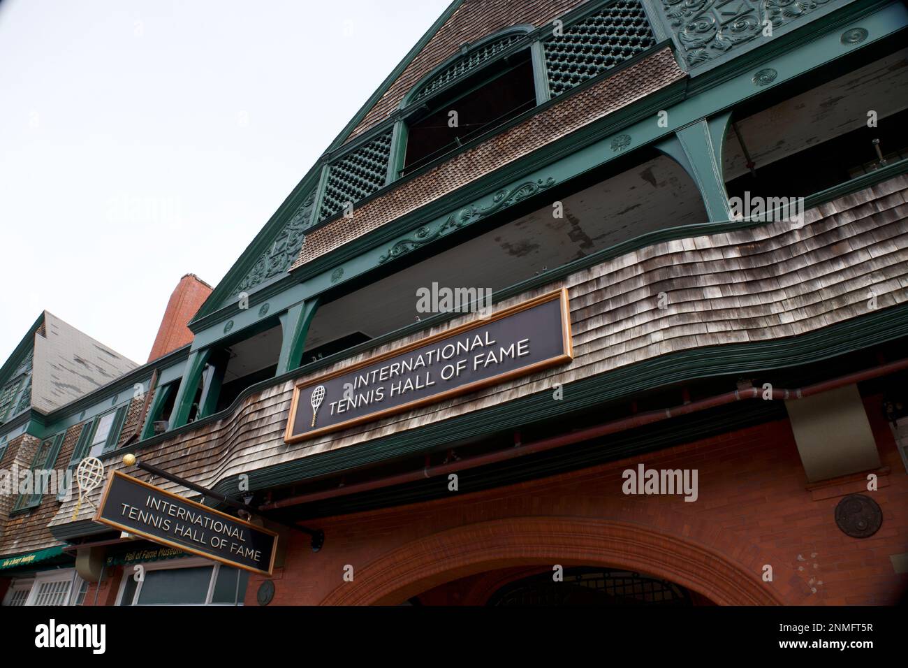 Looking up at exterior of International Tennis Hall of Fame during the ...