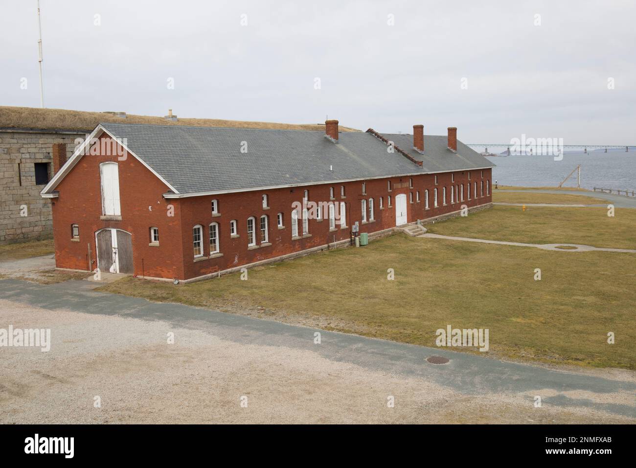Red, brick building at Fort Adams State Park in Newport, Rhode Island ...