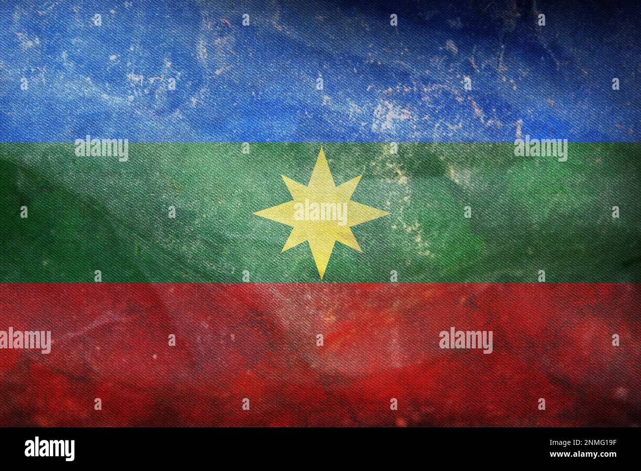 Top view of retro flag Planeta Rica Colombia with grunge texture ...