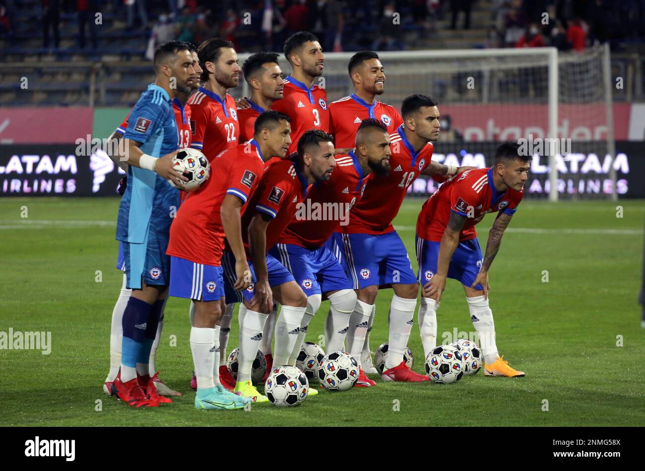 Chile's players pose for a team photo during a qualifying soccer match ...