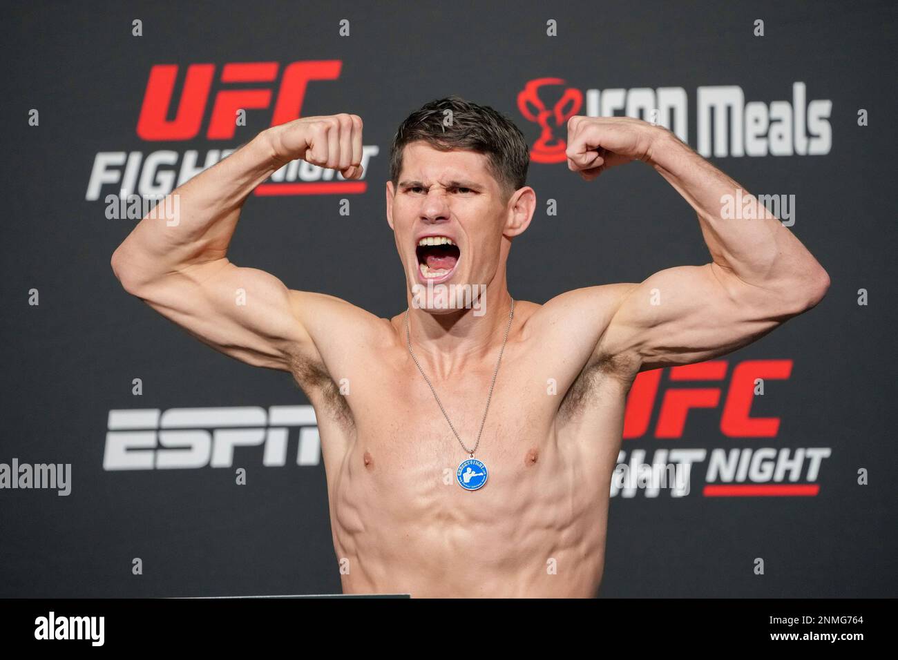LAS VEGAS, NV - OCTOBER 8: Charles Rosa steps on the scale for the ...