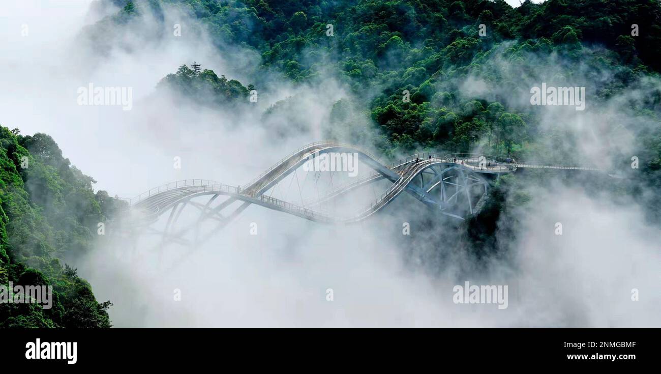 A view of Ruyi Bridge, a bending glass-bottomed structure spanning ...