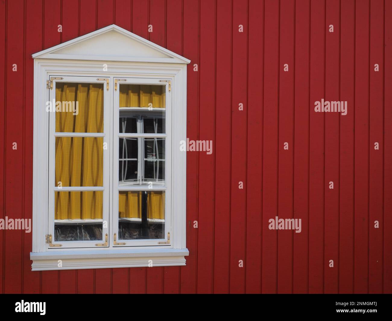 Window of a colourful wooden house, Siglufjoerdur, North Iceland ...