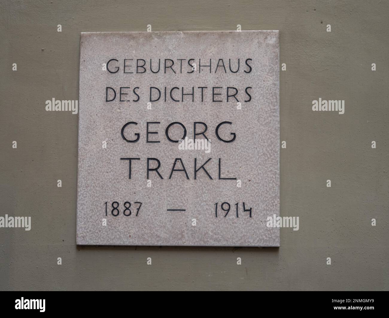 Memorial plaque, birthplace of the poet Georg Trakl, Salzburg, Austria ...