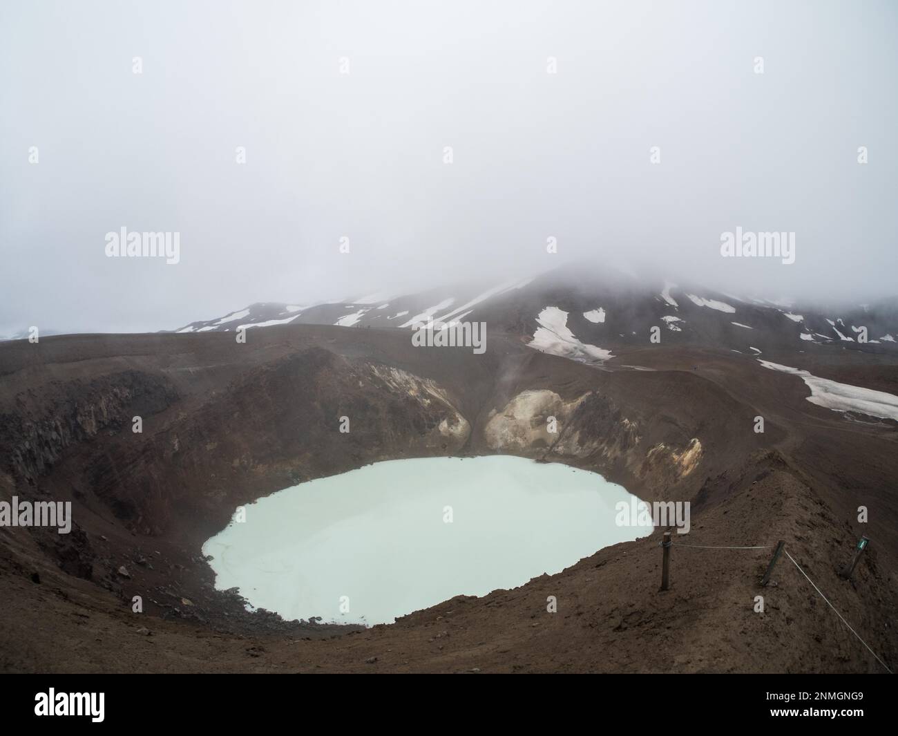 Volcanic crater with blue lake, volcanic lake, crater lake Viti at the ...