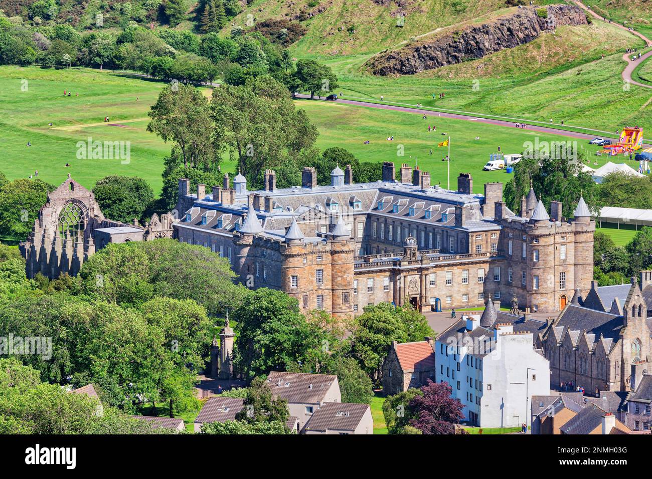 Holyrood Palace from Edinburgh Castle, Scotland, Great Britain Stock ...
