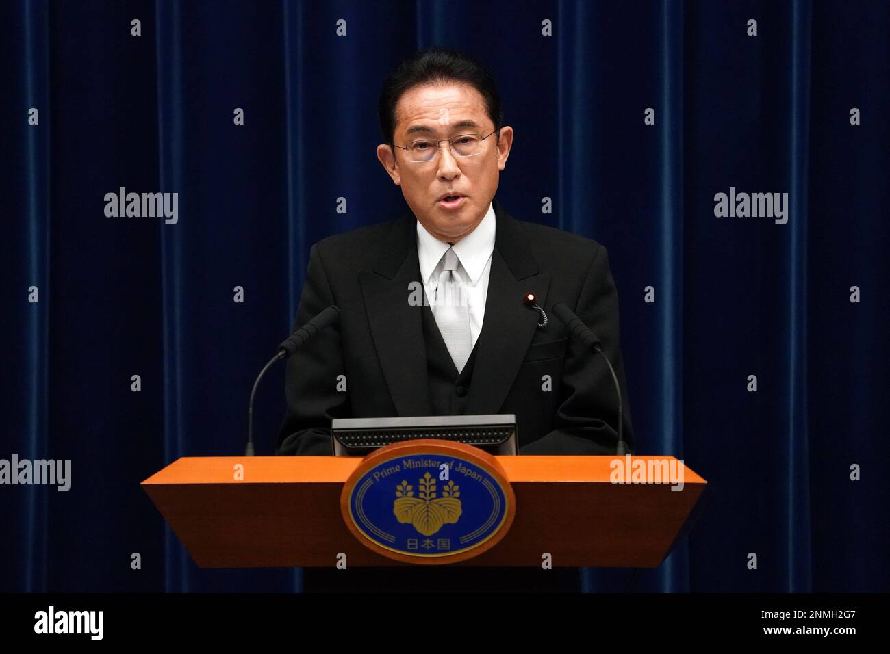 Fumio Kishida, Japan's prime minister, speaks during a news conference ...
