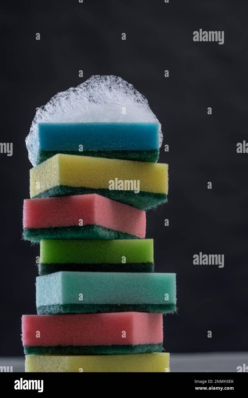 Lined up plaster sponges with foam Stock Photo - Alamy
