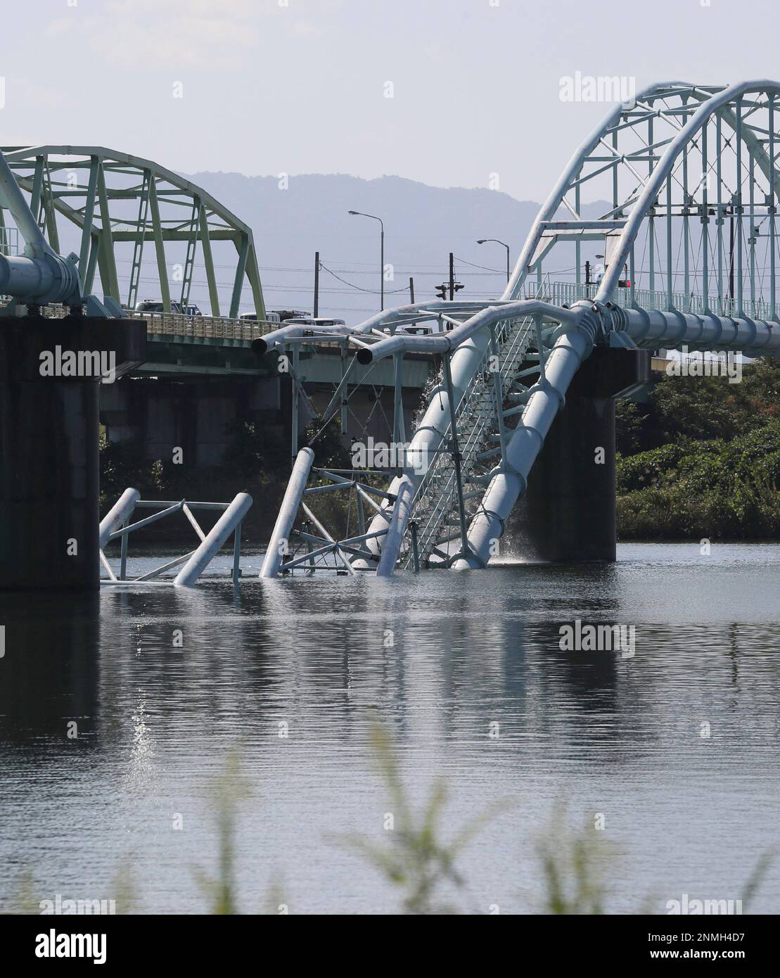 Musota Aqueduct is collapsed in Wakayama City, Wakayama Prefecture on ...