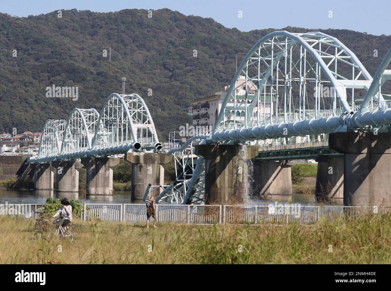 Musota Aqueduct is collapsed in Wakayama City, Wakayama Prefecture on ...